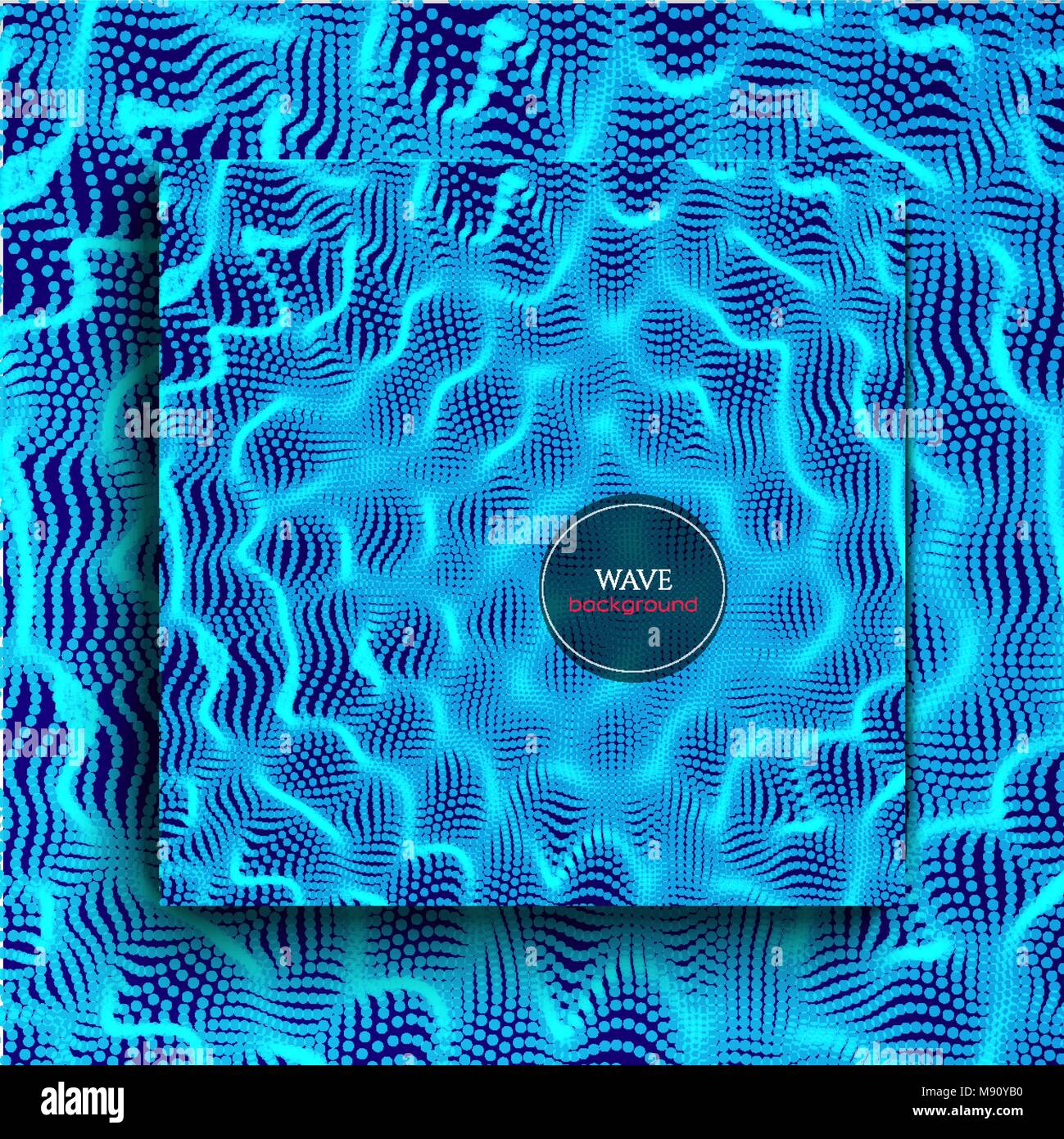 Wavy abstract background consists of dots and wireframe. Sound or ...