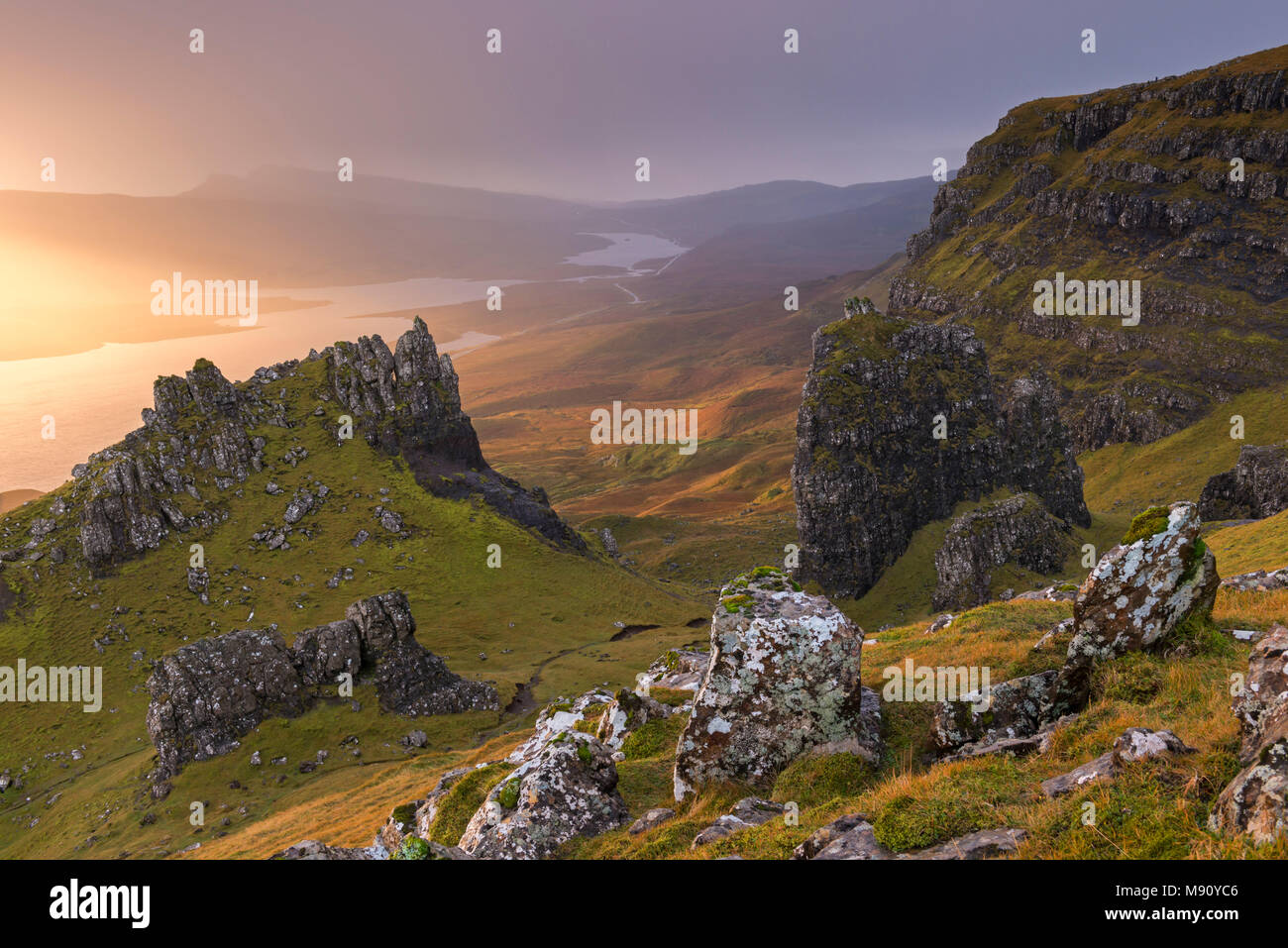 Dramatic outcrops near the Old Man of Storr on the Isle of Skye ...