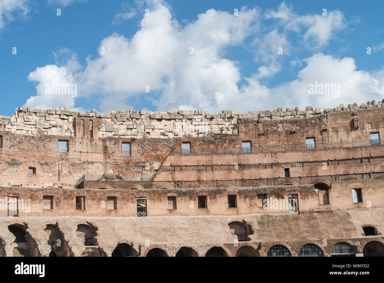 Horizontal picture of the top of the amazing architecture of Coliseum ...