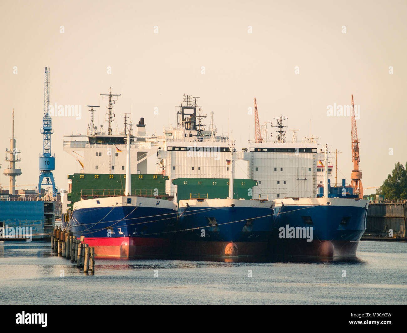 Large Container Ships in Emden Harbour, Germany Stock Photo - Alamy