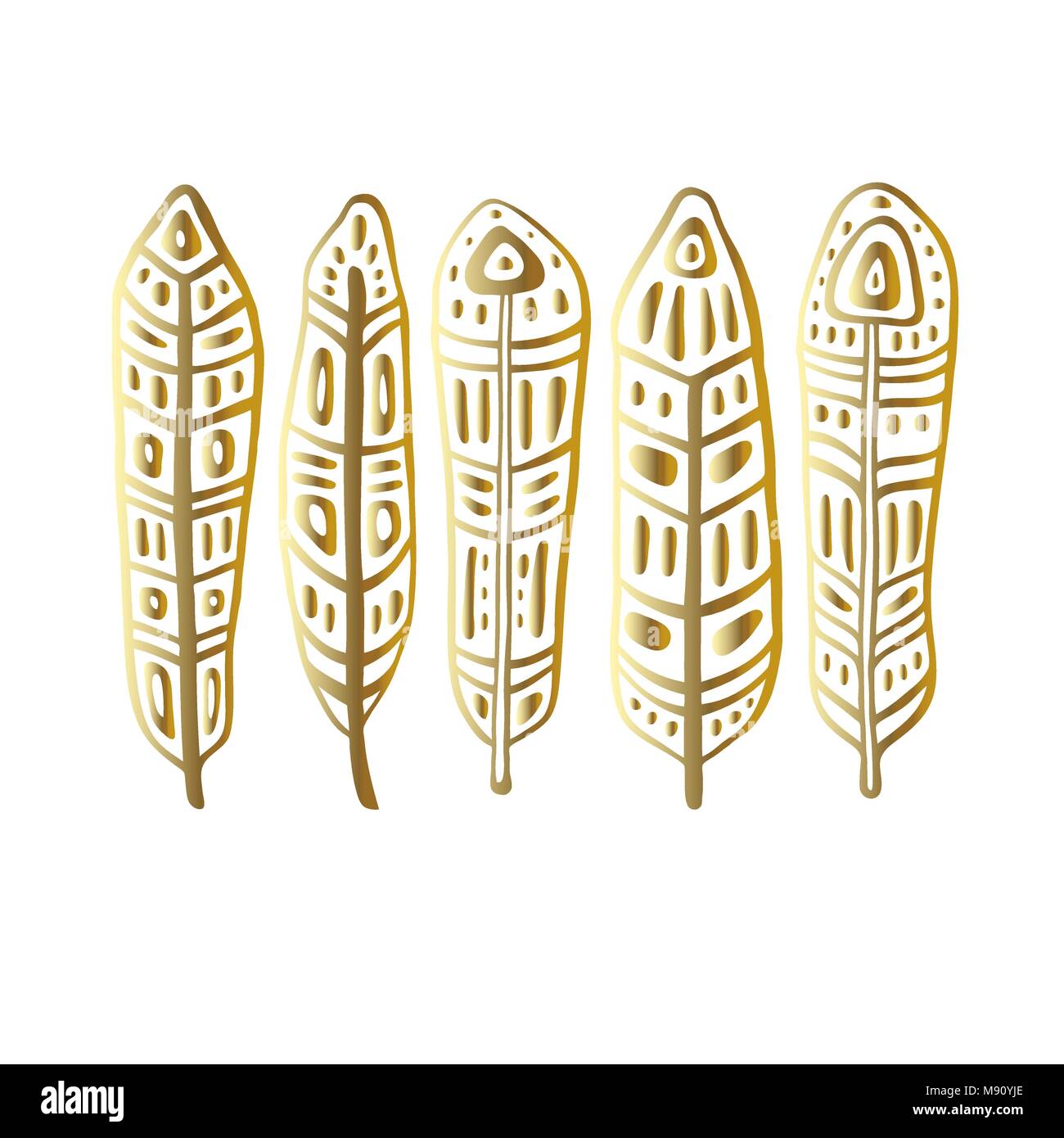 Vintage Feather vector set Stock Vector Image & Art - Alamy