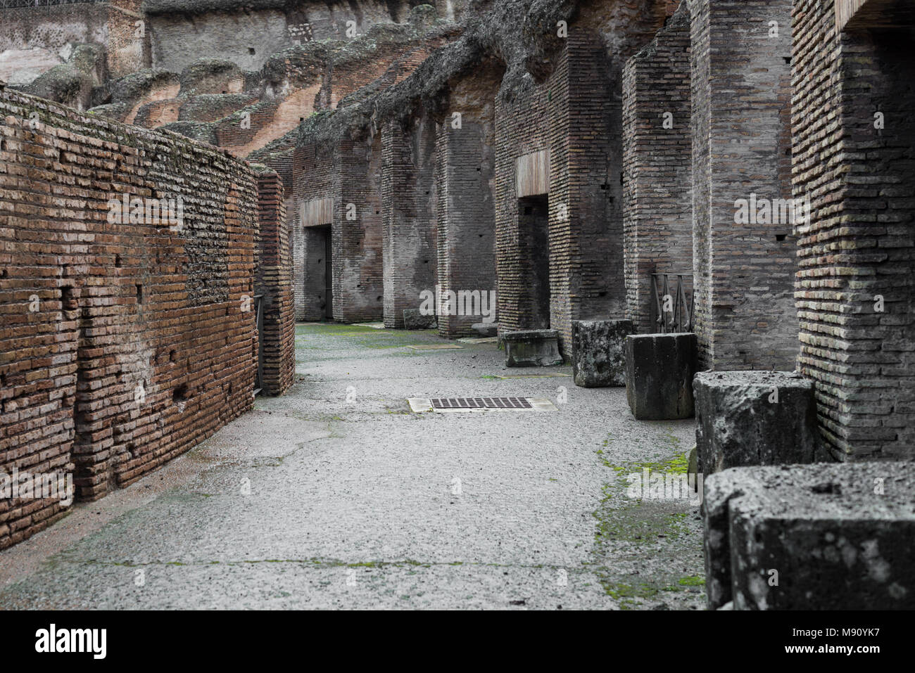 Horizontal picture inside of brick wall inside Coliseum, located in ...