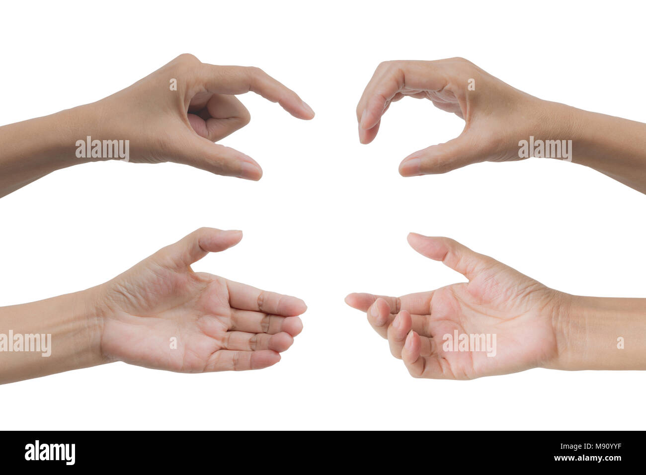 Set of hand gesture and sign collection isolated on white background ...