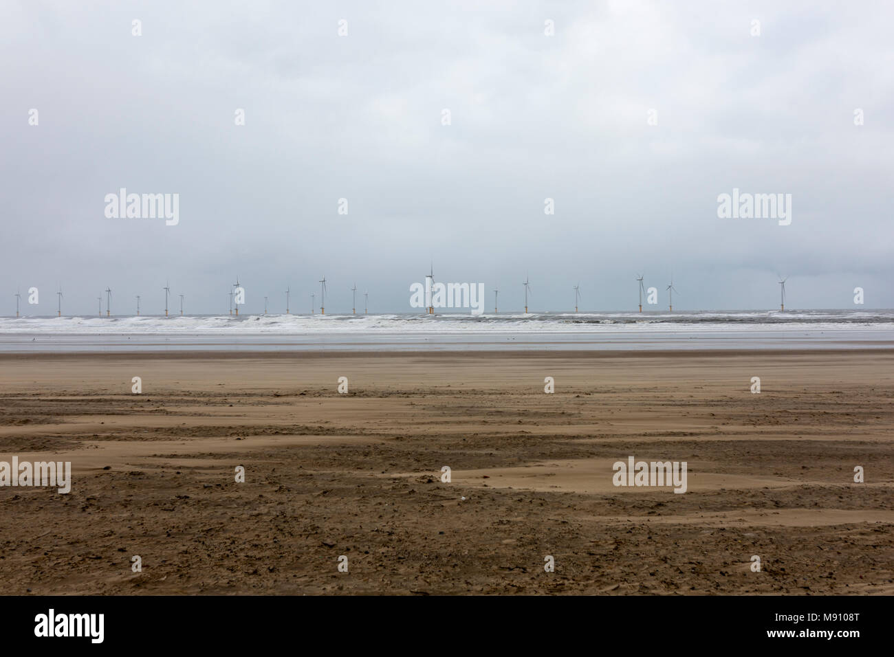 Teeside Wind Farm seen from Redcar , North Yorkshire Stock Photo - Alamy