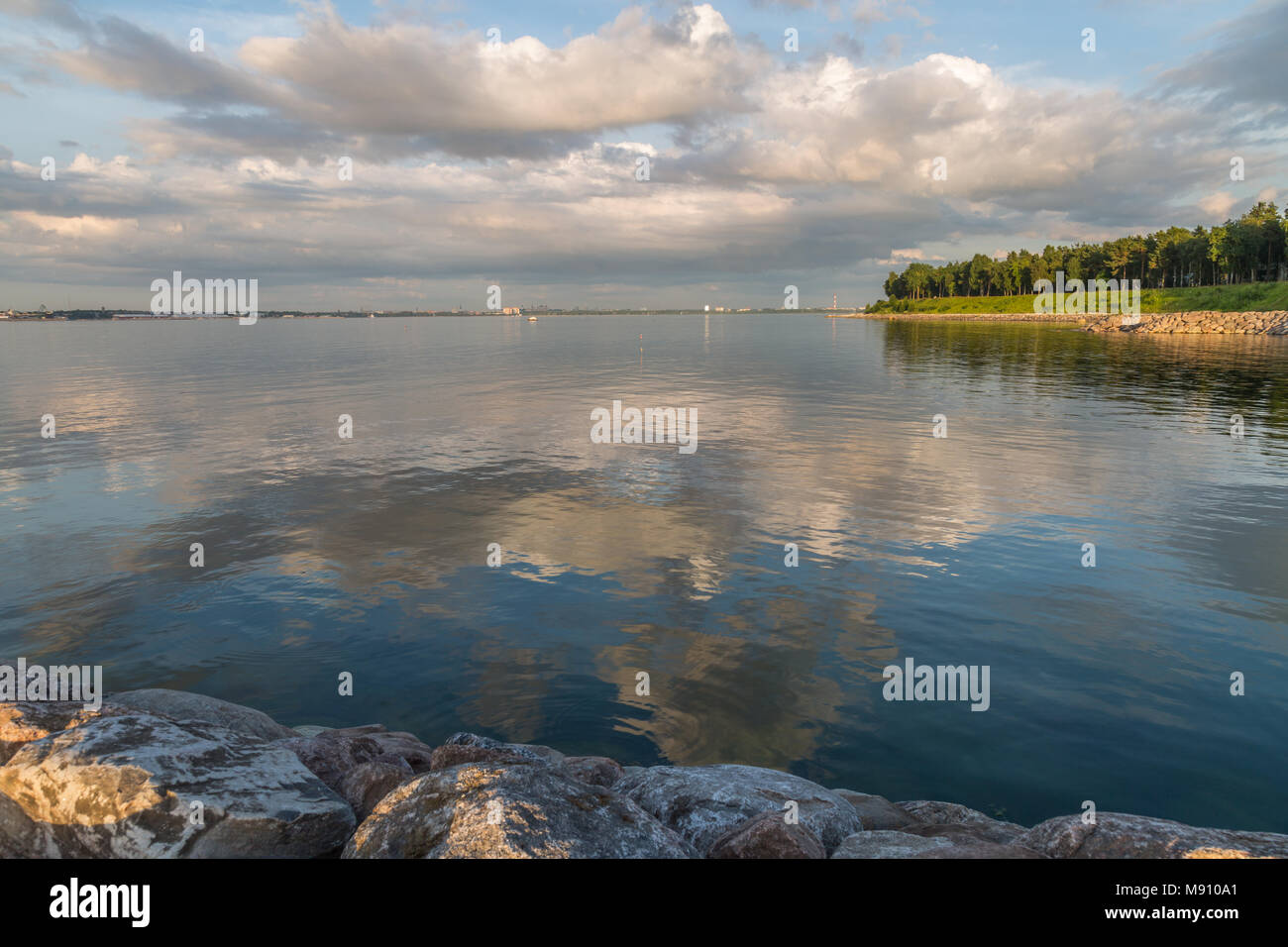 Seascape with reflections in Tallinn Bay Stock Photo - Alamy