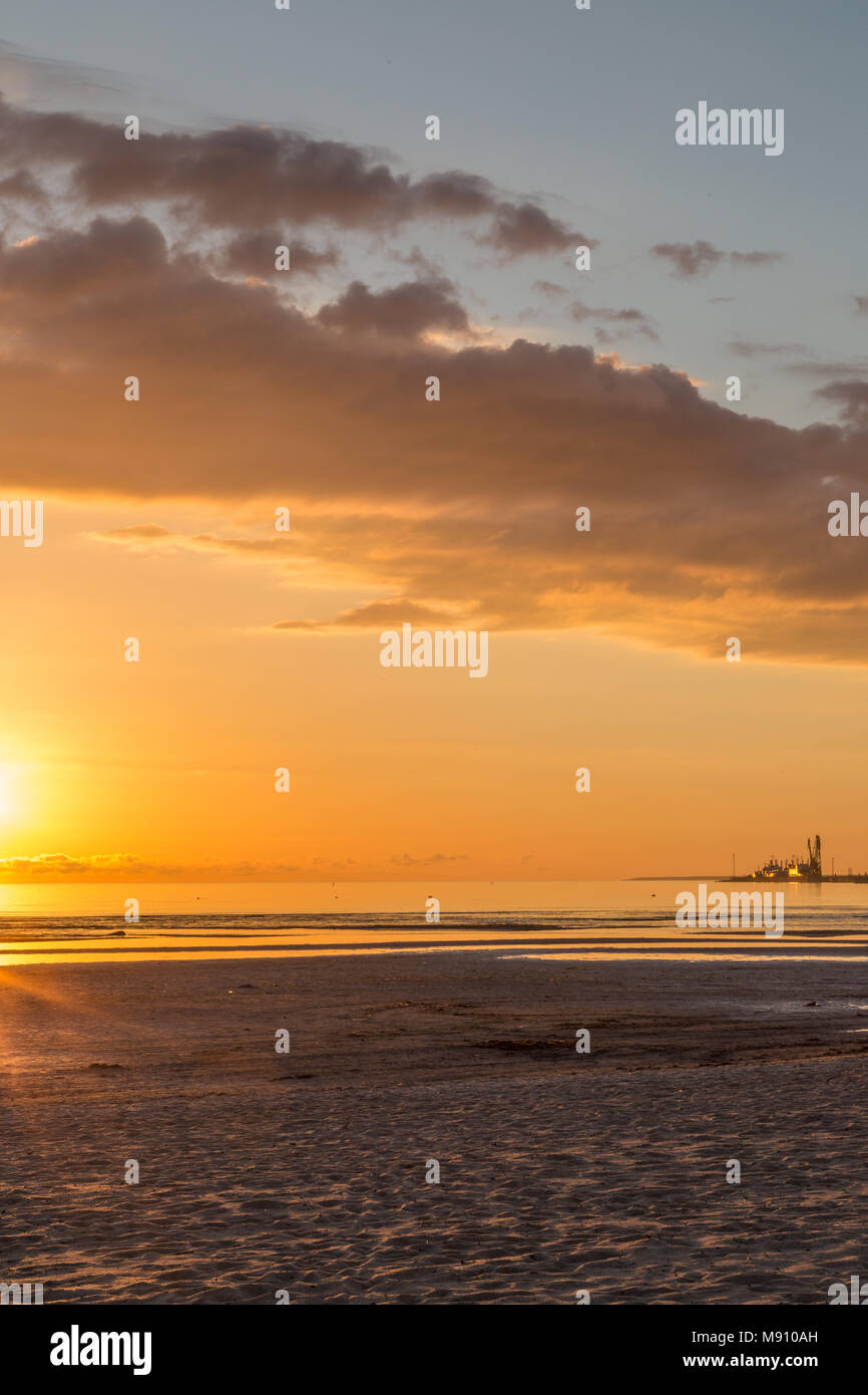 Sand and beach with sunset Stock Photo - Alamy