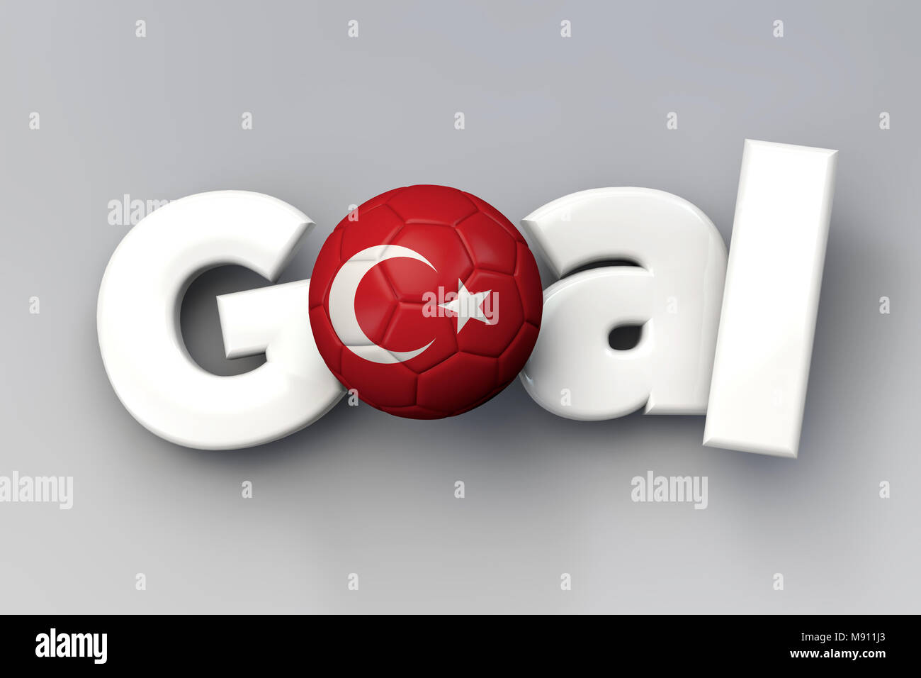Football goal with a Turkey flag soccer ball. 3D Rendering Stock Photo ...