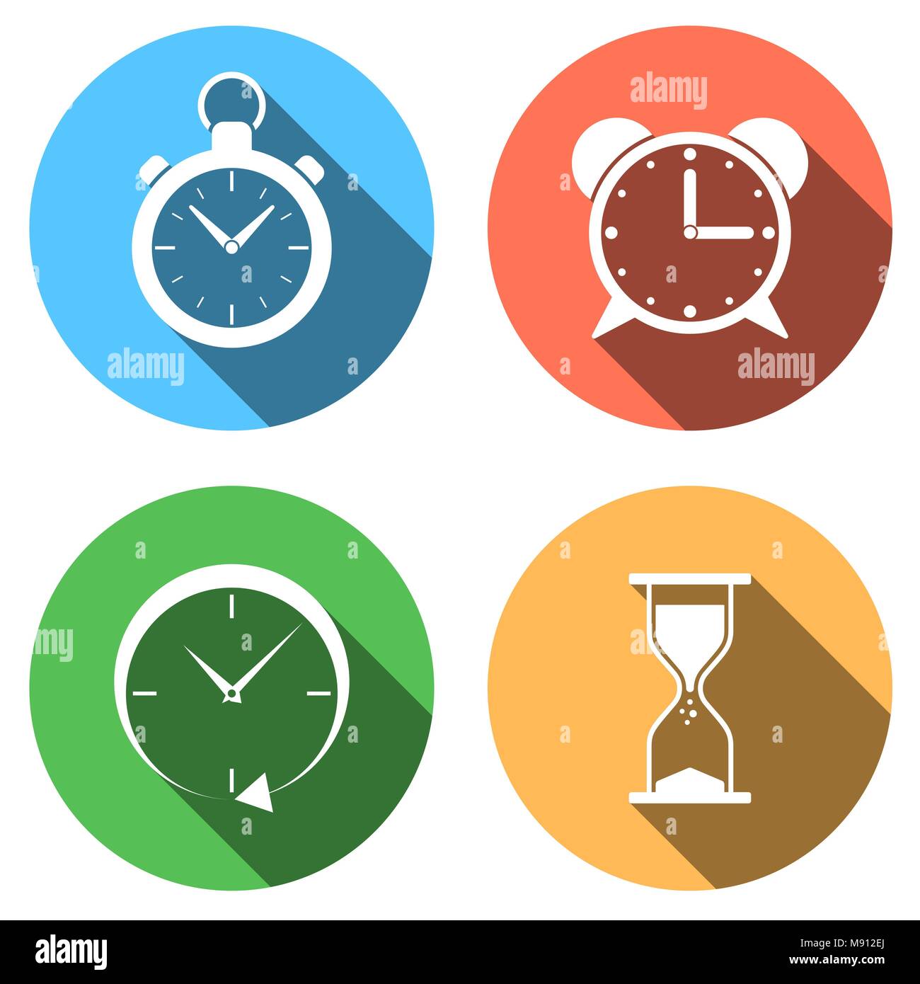 Schedule alarm flat white Cut Out Stock Images & Pictures - Alamy