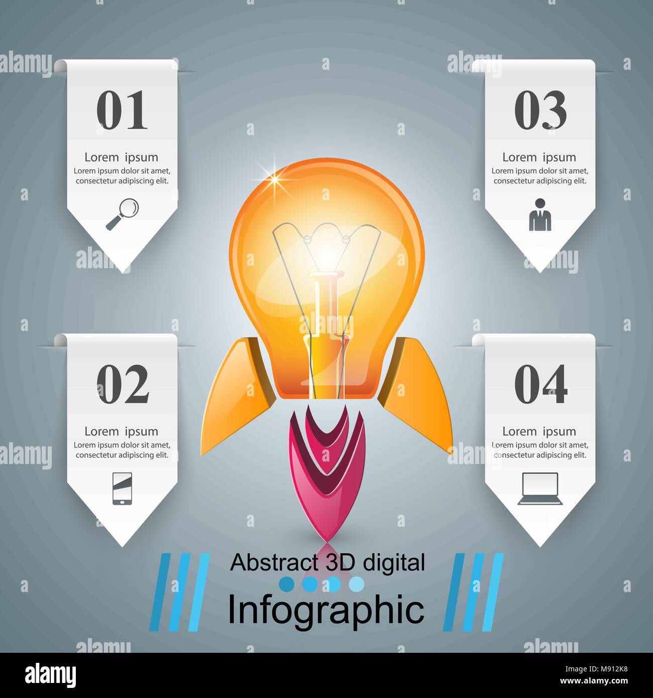 Rocket bulb icon. Abstract illustration Infographic Stock Vector Image ...