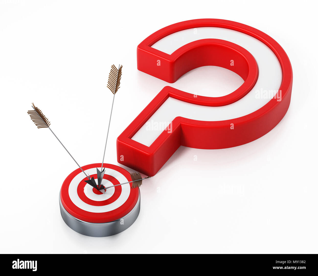 Arrows hit on target forming a question mark. 3D illustration Stock ...
