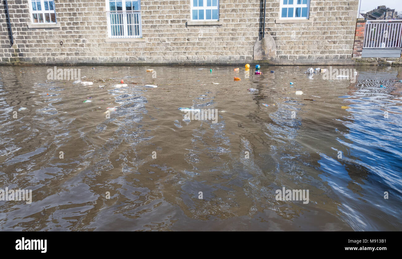 Litter in a Canal Stock Photo - Alamy