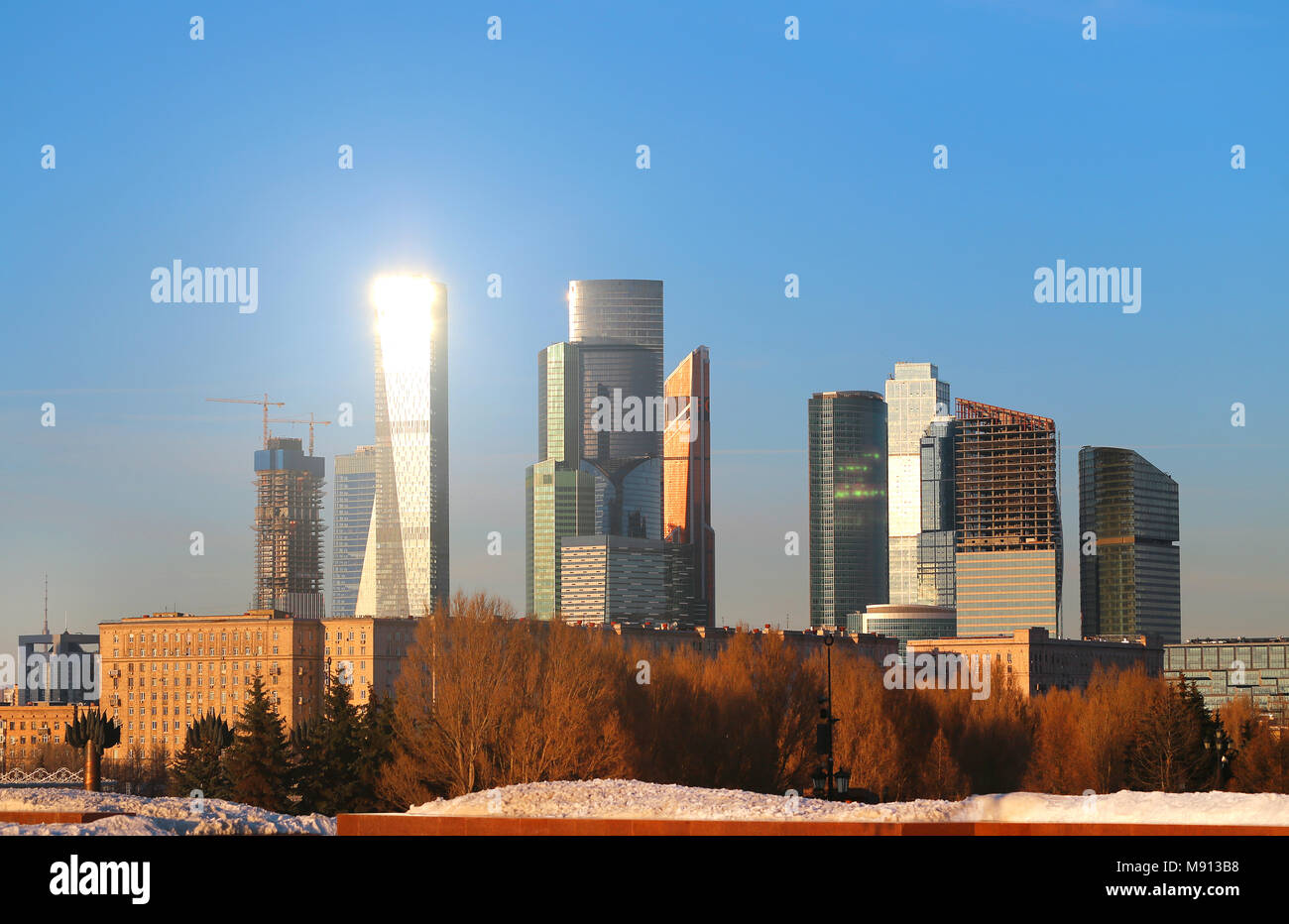 Photo landscape of Moscow City at sunset Stock Photo - Alamy