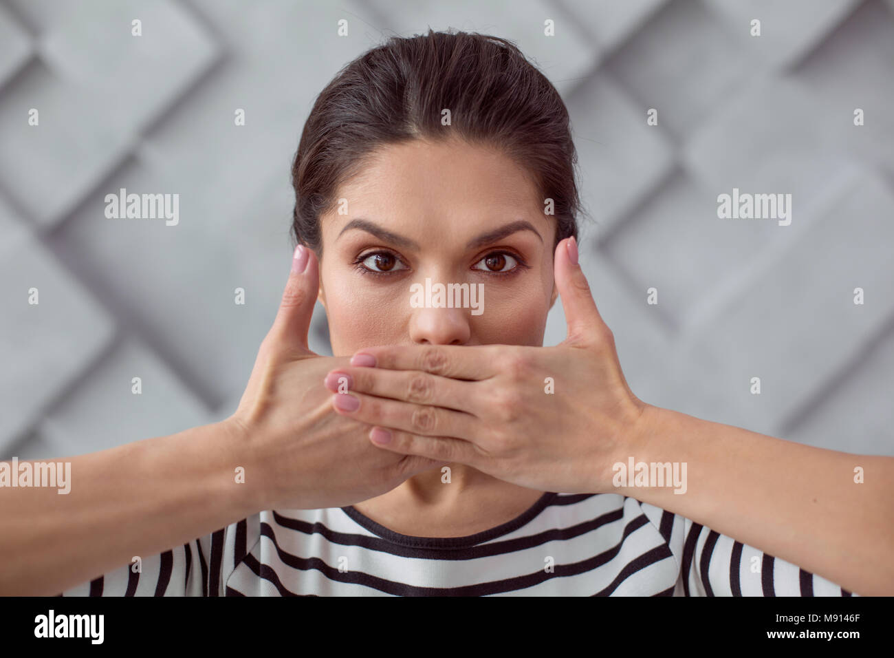 Sad cheerless woman being silent Stock Photo - Alamy