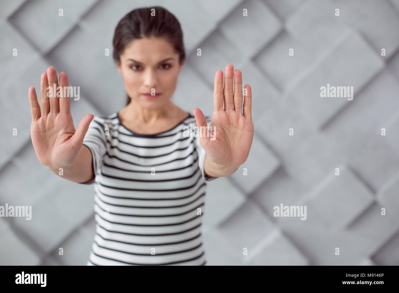 Woman saying stop hi-res stock photography and images - Alamy