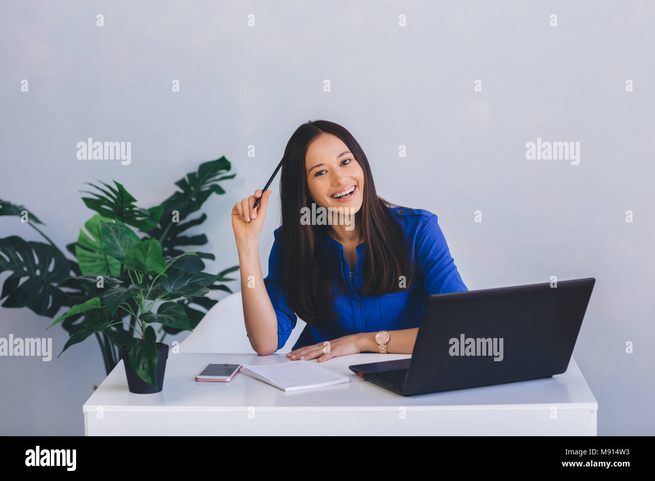 modern office worker while working Stock Photo - Alamy