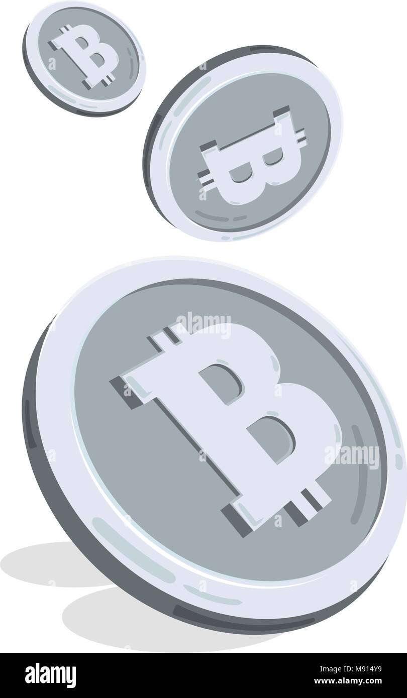 Bitcoin. 2D cartoon bit coin. Digital currency. Cryptocurrency. Golden ...