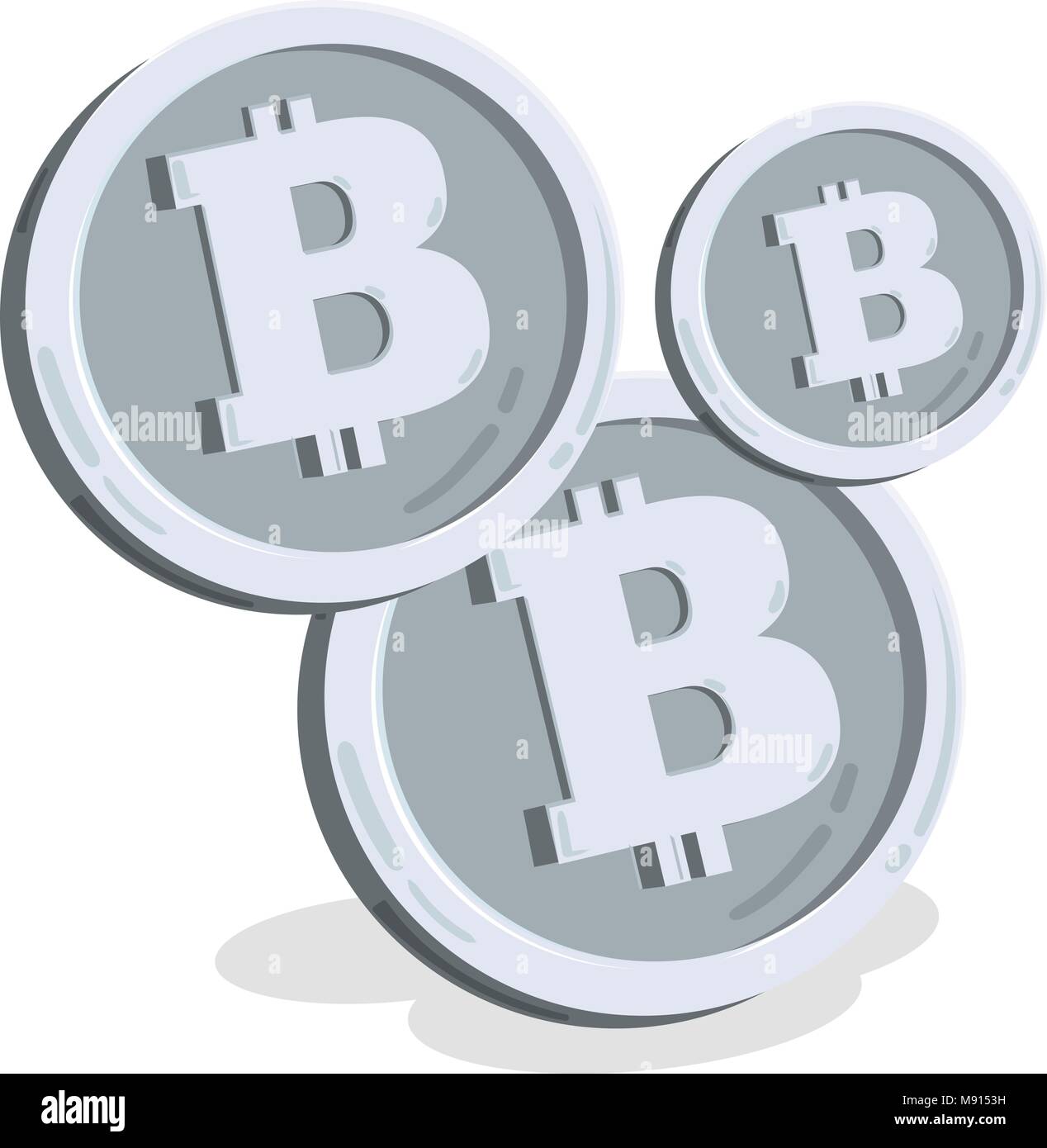 Bitcoin. 2D cartoon bit coin. Digital currency. Cryptocurrency. Golden ...