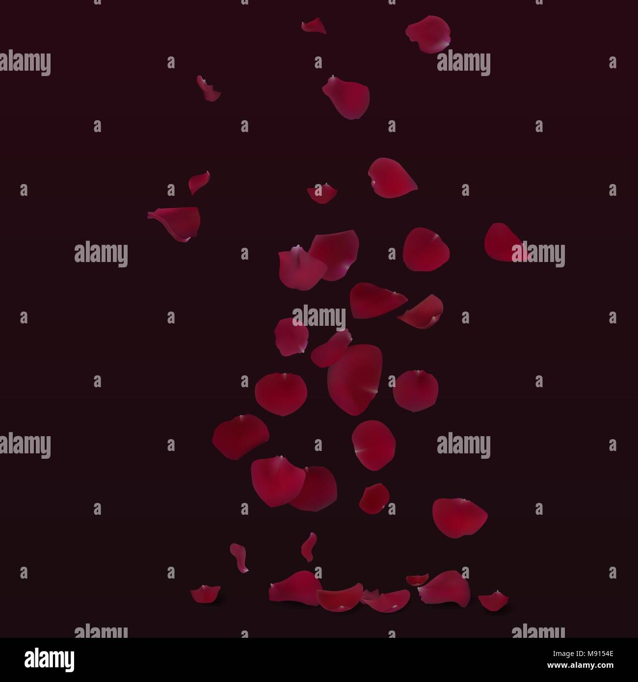 Red rose petals fly down vector illustration Stock Vector Image & Art ...