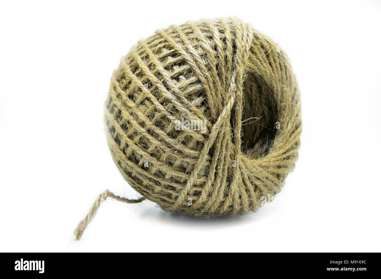 Linen string isolated on a white background Stock Photo - Alamy