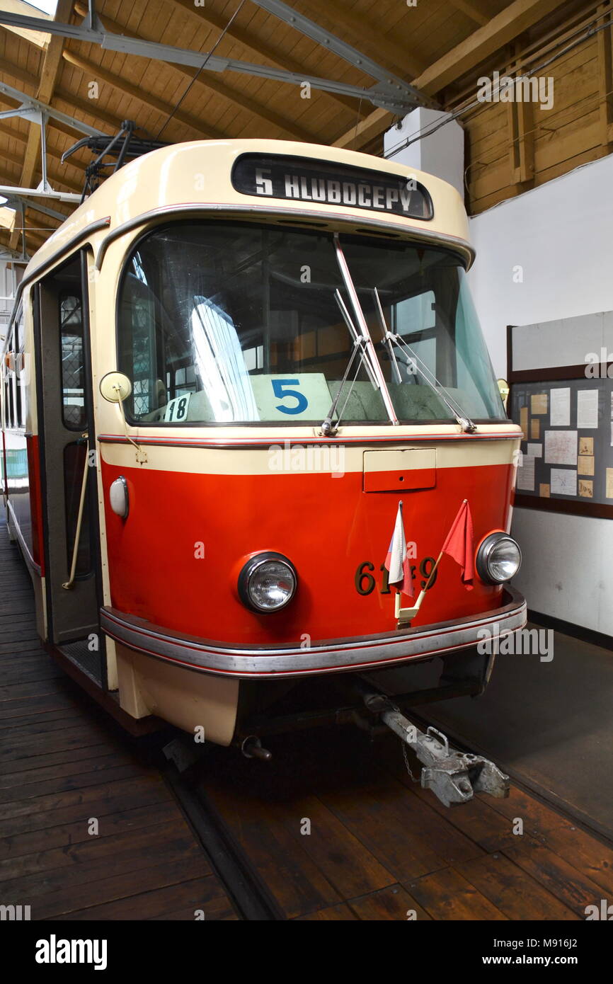 Red tram Tatra T3, the worlds most widespread tramcar type Stock Photo ...