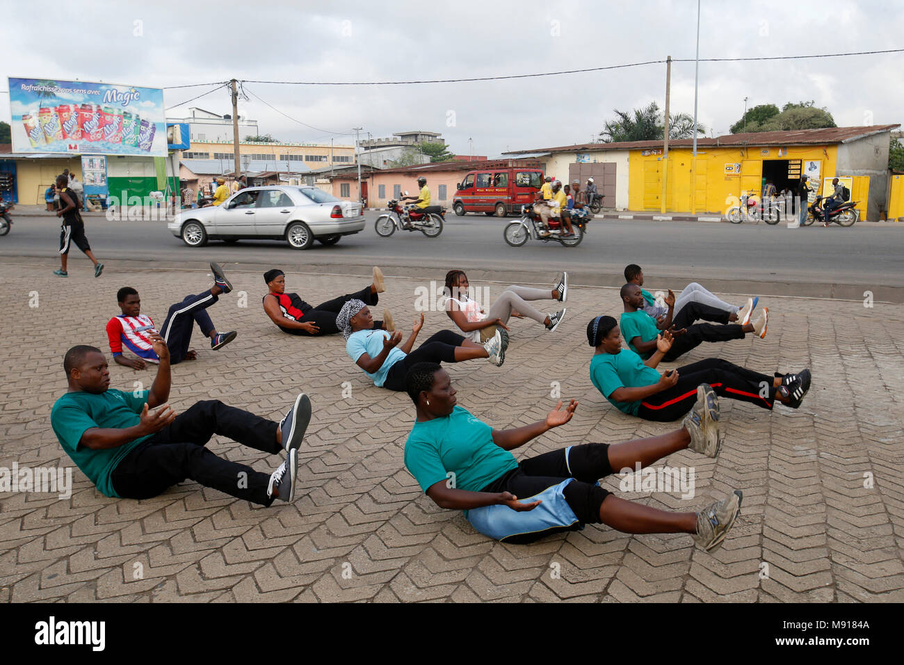 Open-air sunday gym in Cotonou, Benin Stock Photo - Alamy