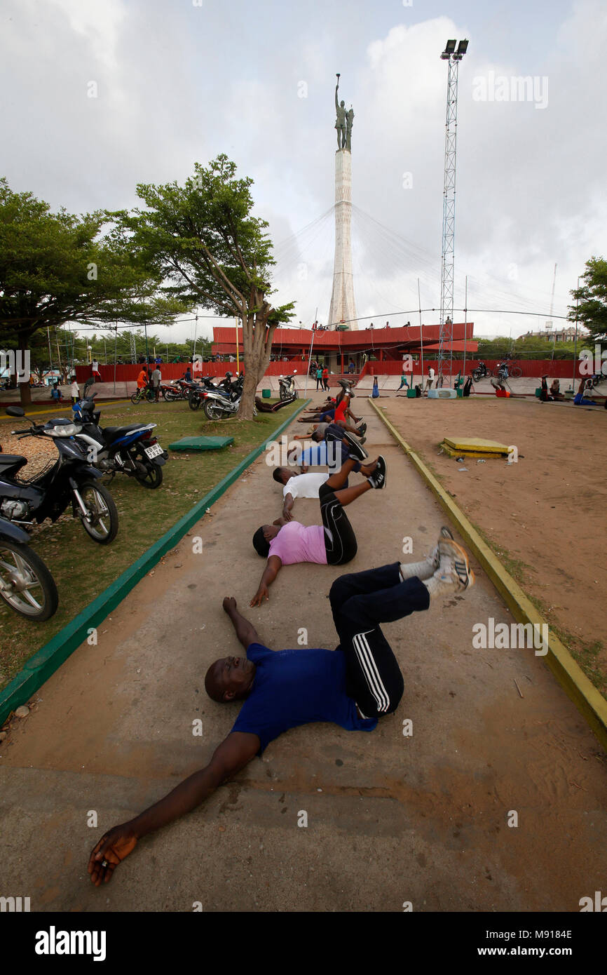 Open-air sunday gym in Cotonou, Benin Stock Photo - Alamy