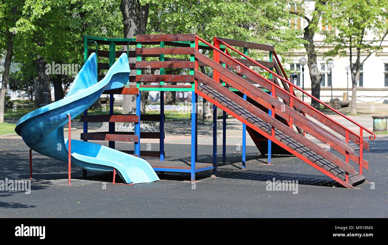 Spiral Playground Slide in Park For Kids Stock Photo - Alamy