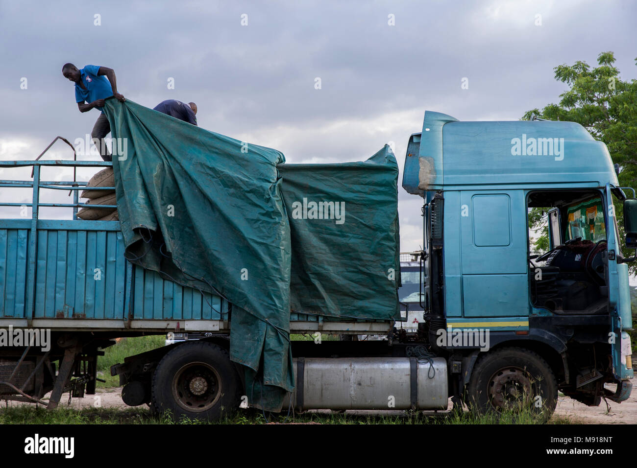 Ivory Coast. Truck transporting cocoa bags Stock Photo - Alamy