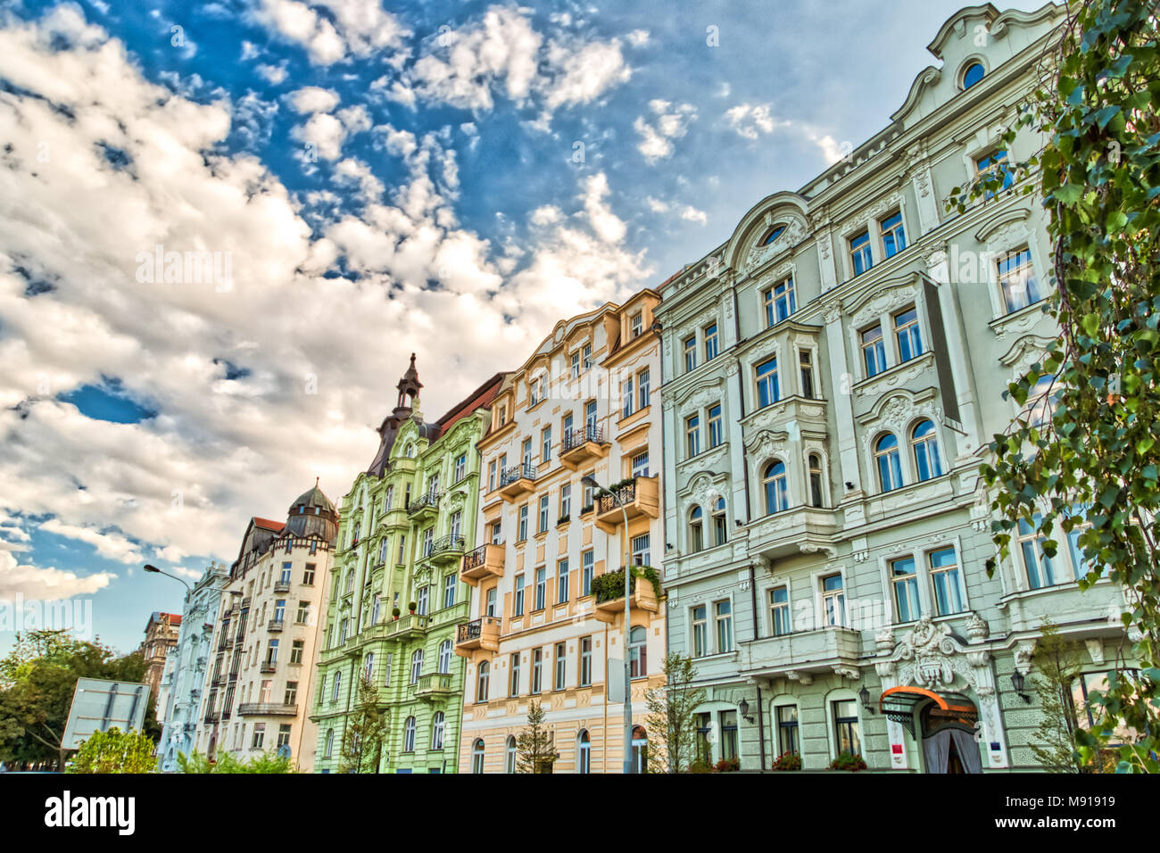 Colors of ancient palaces in Prague Stock Photo - Alamy