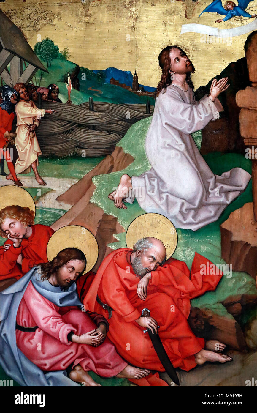 Unterlinden Museum. Jesus praying in the gardenof Gethsemane after the ...