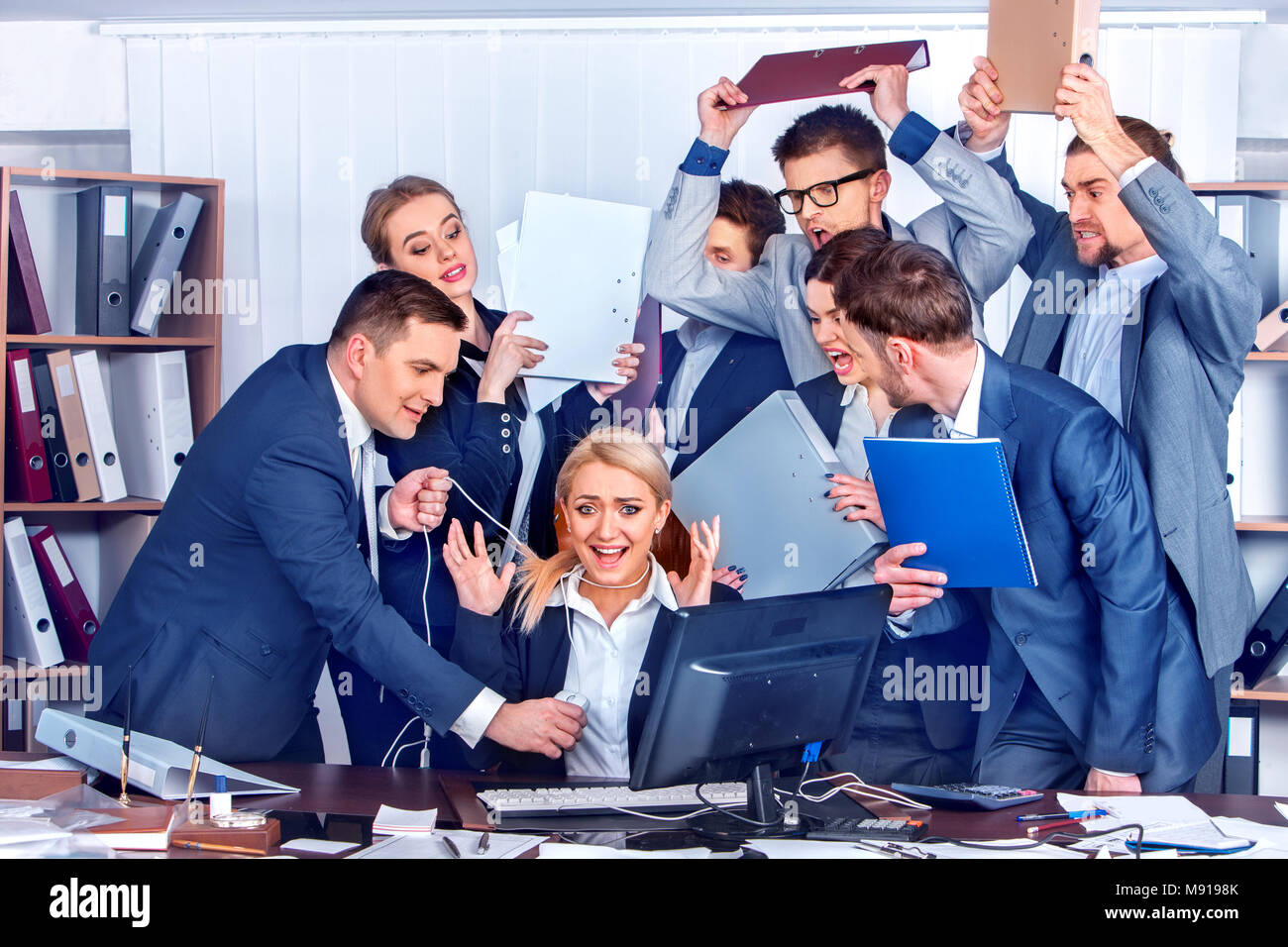 Business people office. Team people are unhappy with their leader Stock ...