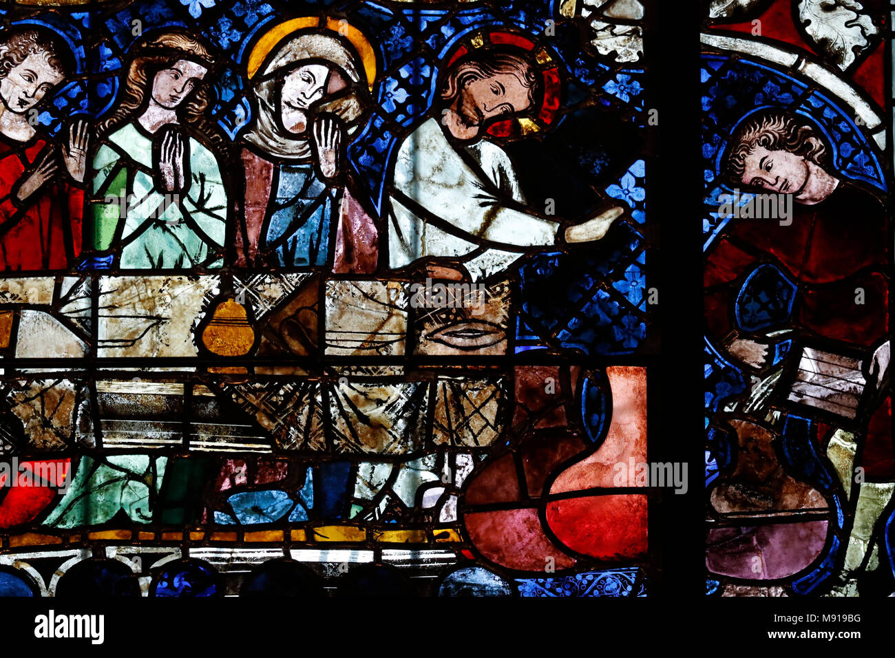 Our Lady of Strasbourg Cathedral. Stained glass window. The ...