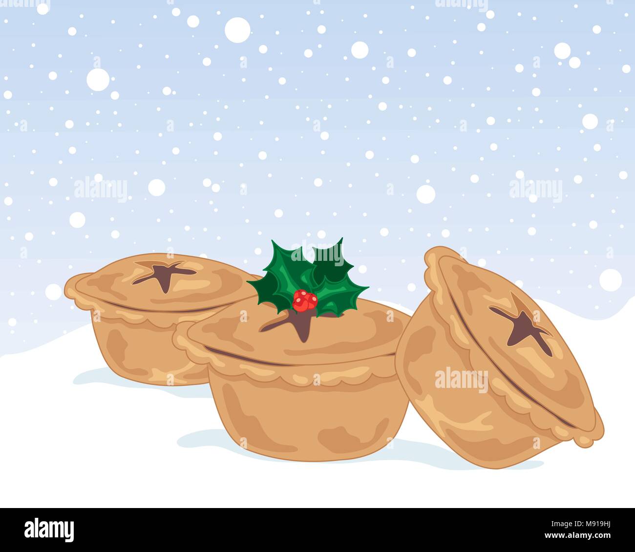 a vector illustration in eps 10 format of three festive mince pies with ...