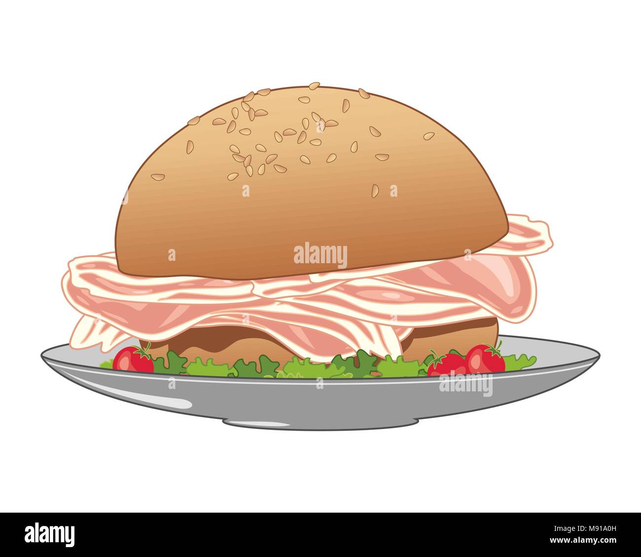 a vector illustration in eps 10 format of a freshly made bacon sandwich ...