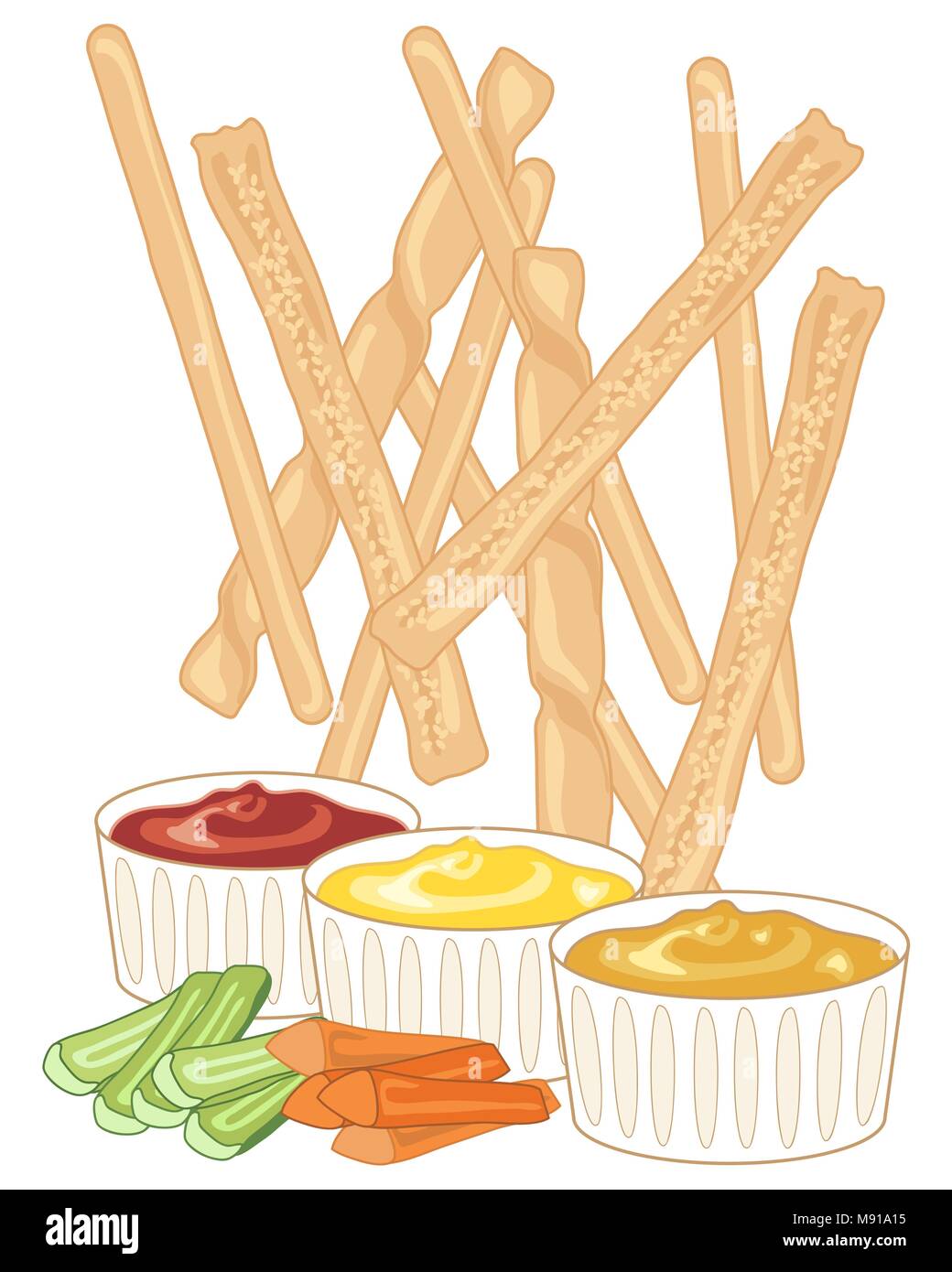 a vector illustration in eps format of freshly baked breadsticks ...