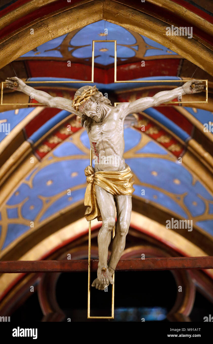 Saint-Pierre-le-Jeune Protestant Church. The rood screen. Jesus on the ...
