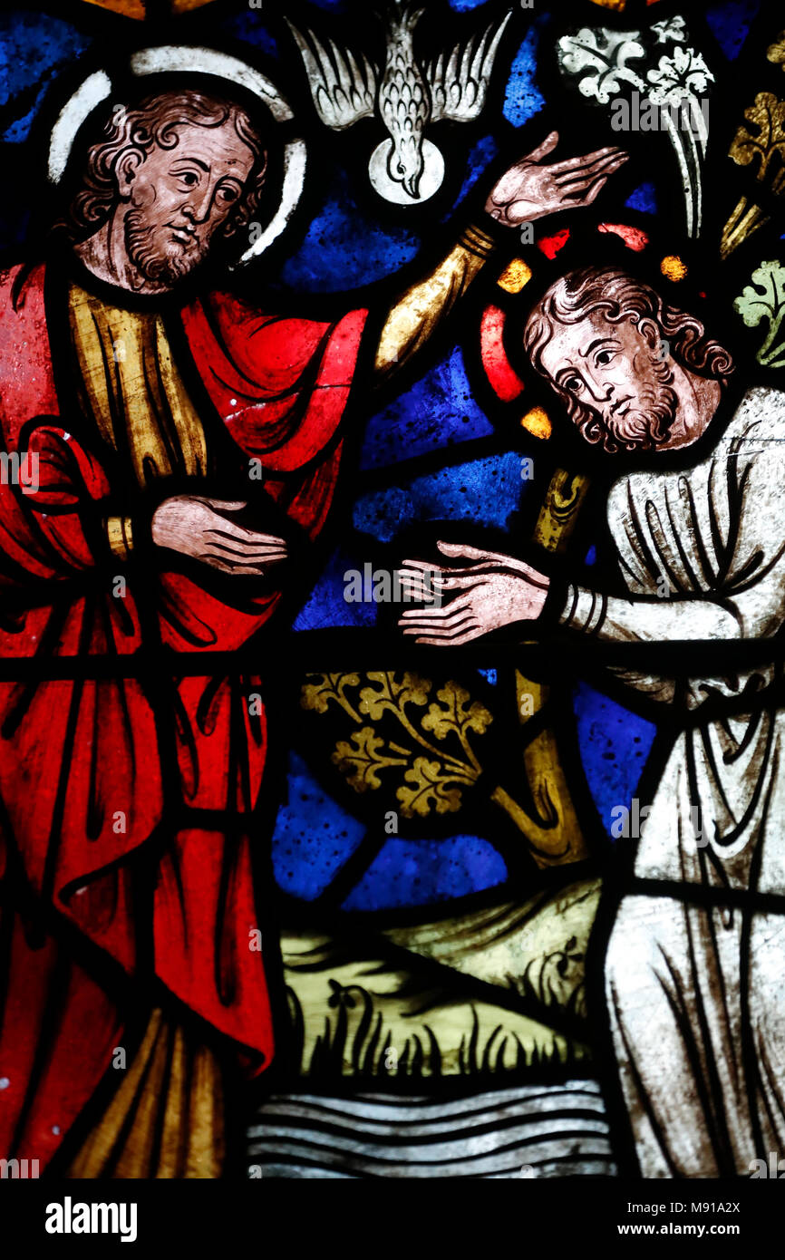 Jesus baptism stained glass hi-res stock photography and images - Alamy