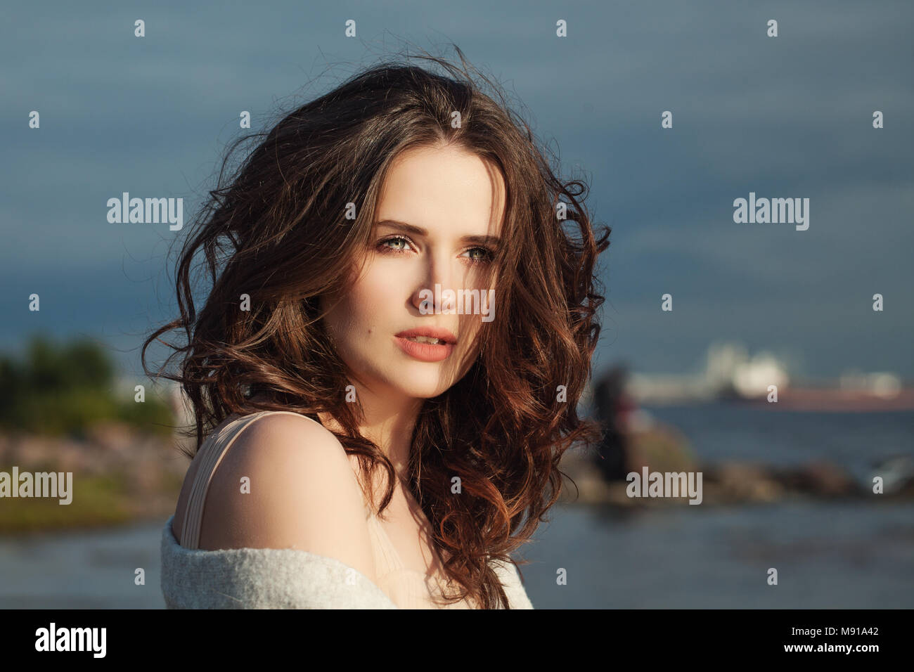 Beatuful young woman with european face. Beauty portrait Stock Photo ...