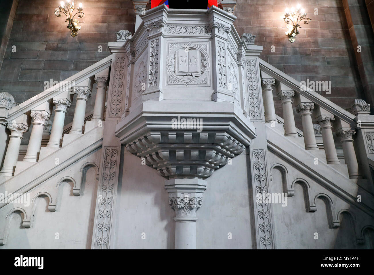 The Temple Neuf protestant church. Pulpit. Strasbourg. France Stock ...