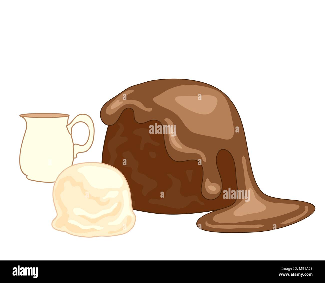 a vector illustration in eps format of a sticky toffee pudding with ...