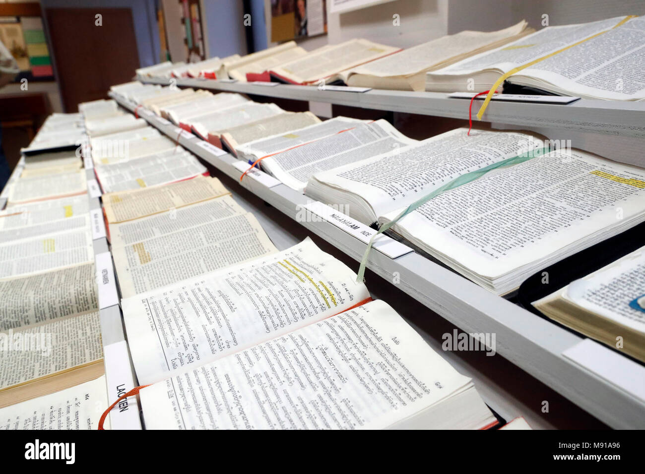 The Holy Bible in different languages. Strasbourg. France Stock Photo ...