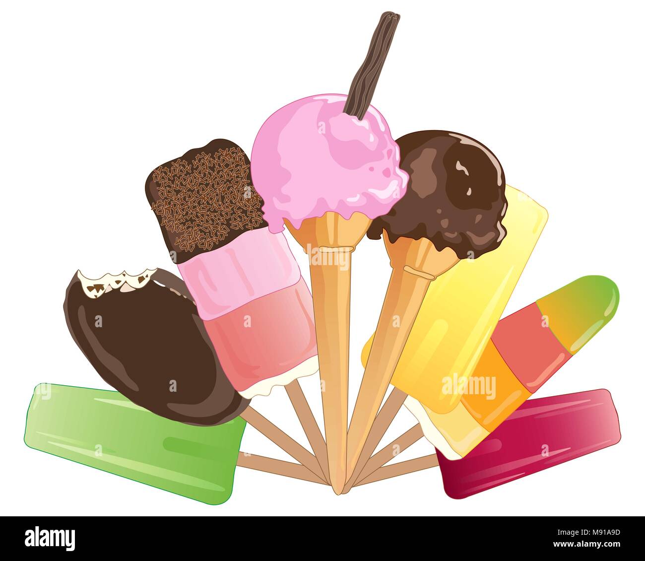 a vector illustration in eps 10 format of colorful cold ice cream ...