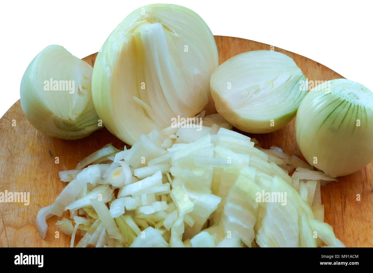cut onion, roughly chopped, halves and cubes, peel the onion from the ...