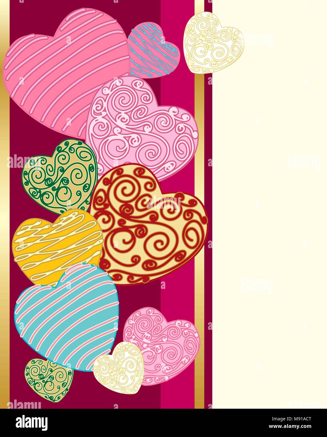 a vector illustration in eps 10 format of colorful romantic heart ...