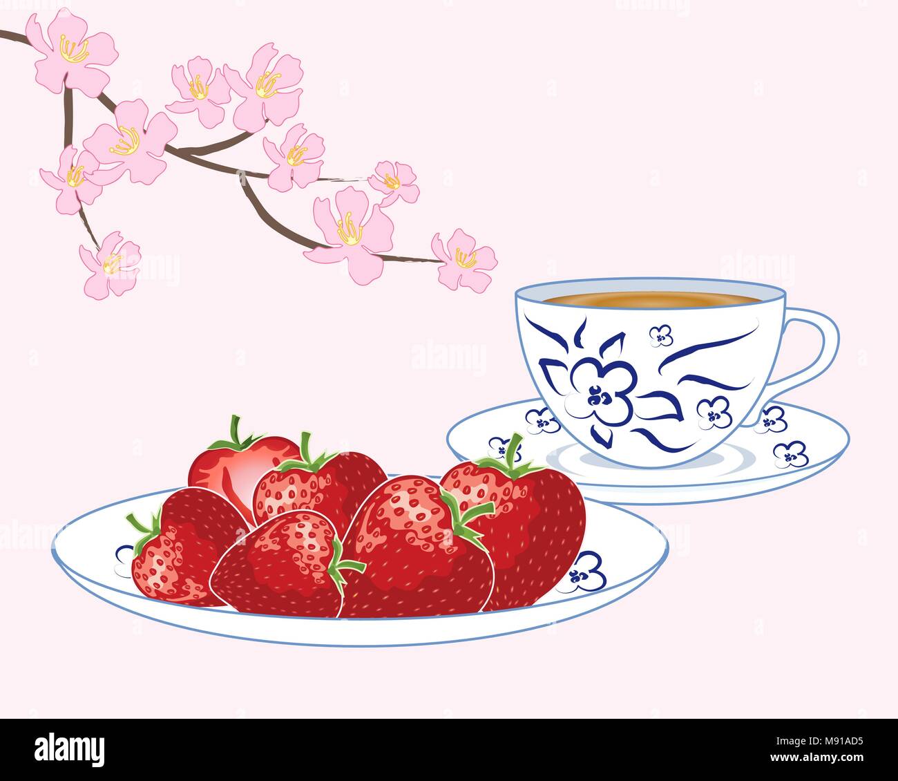 a vector illustration in eps 10 format of ripe strawberries on a blue ...
