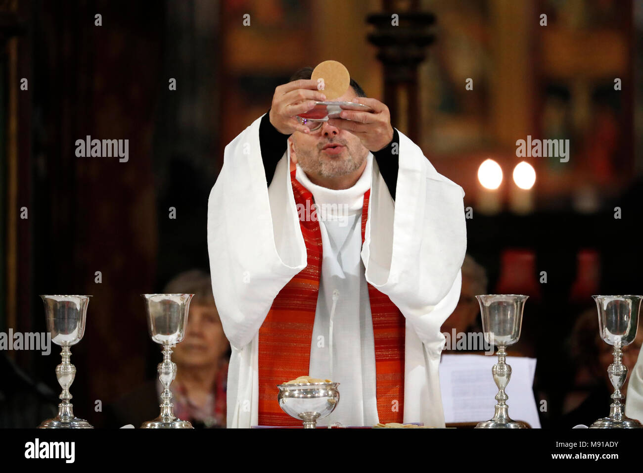 Saint-Pierre-le-Jeune Protestant Church. Protestant service. Holy ...