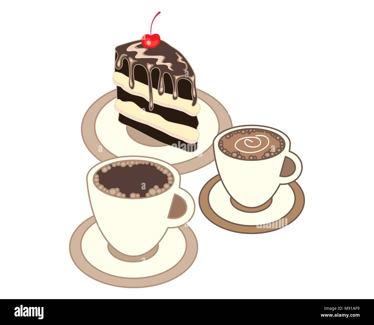a vector illustration in eps 8 format of two cups of coffee with a ...
