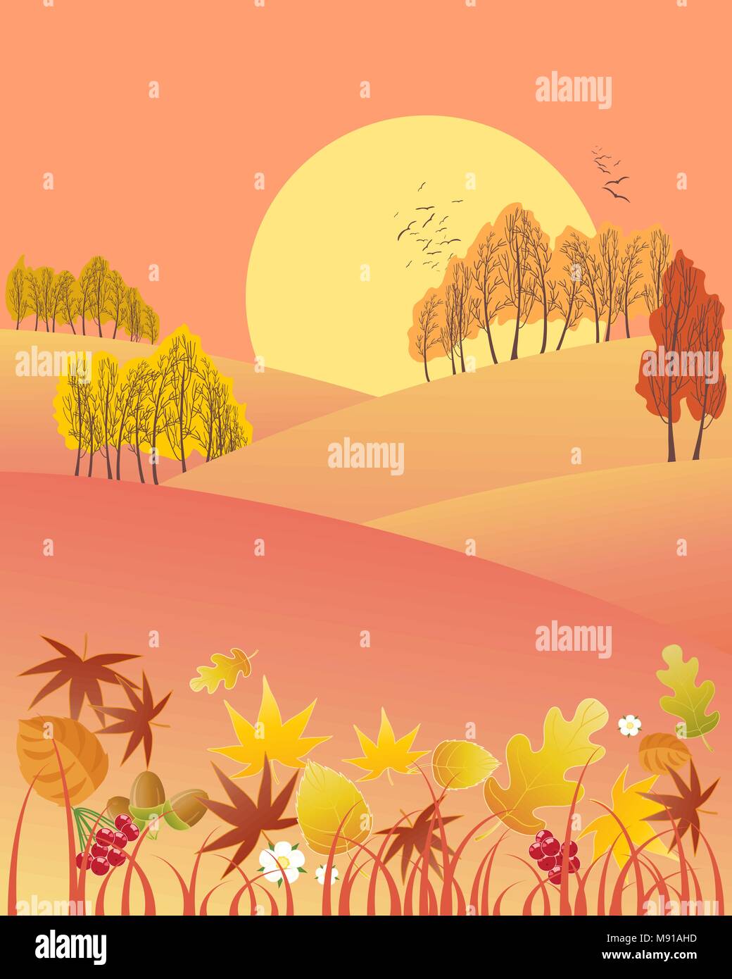 a vector illustration in eps 10 format of an evening autumn fall ...