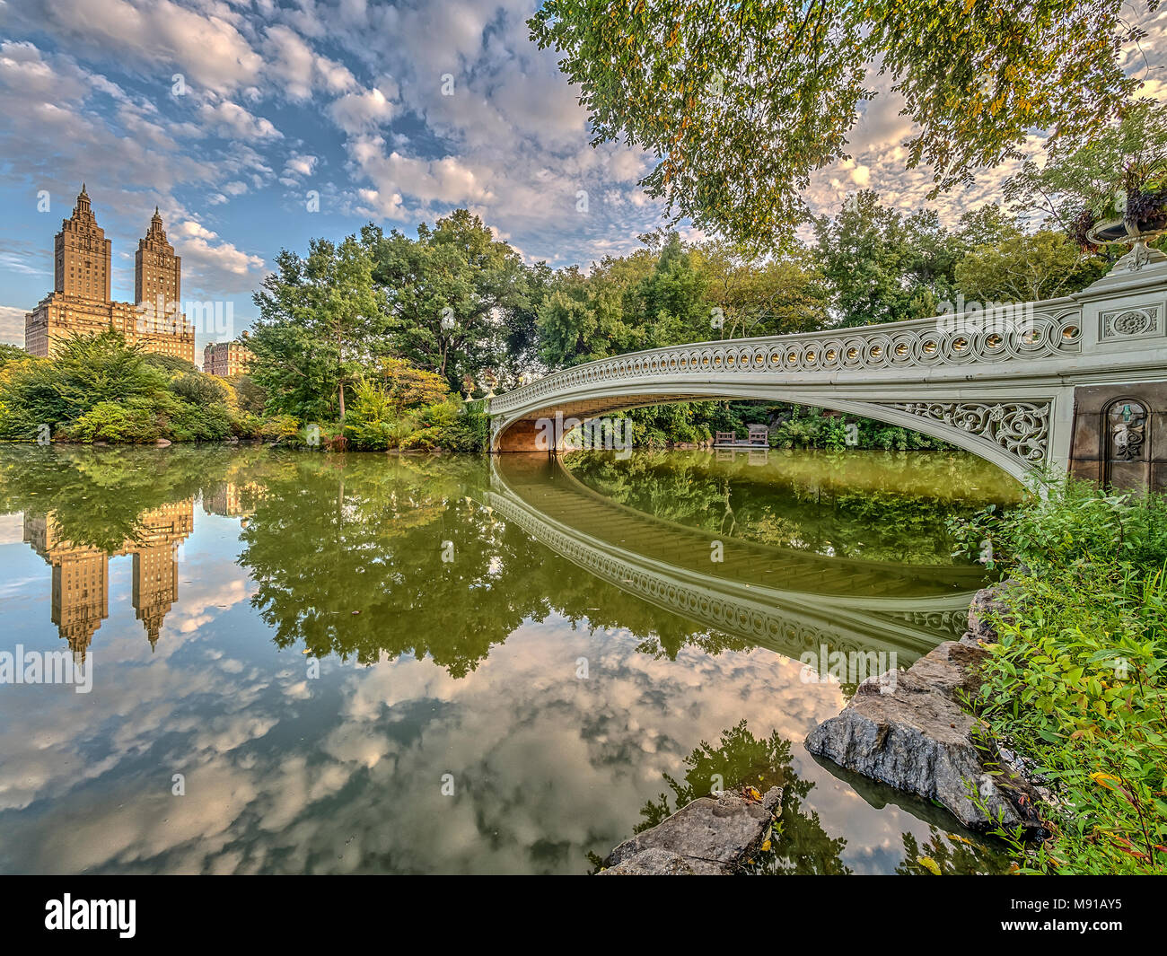 The Bow Bridge is a cast iron bridge located in Central Park, New York ...