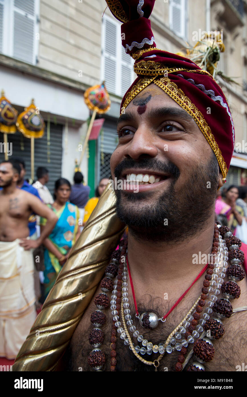 Ganesh festival in Paris. Smiling devotee. France Stock Photo - Alamy